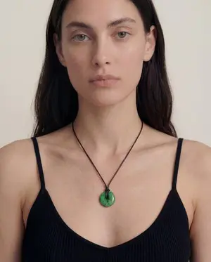 SEREE Medallion Jade Cord Necklace