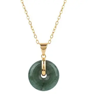 SEREE Button Jade Pendant Necklace - Light Green