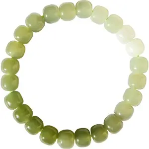 SEREE Ombre Beaded Nephrite Bracelet - Green
