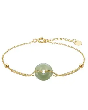 SEREE Coin Green Jade Bracelet - Light Green
