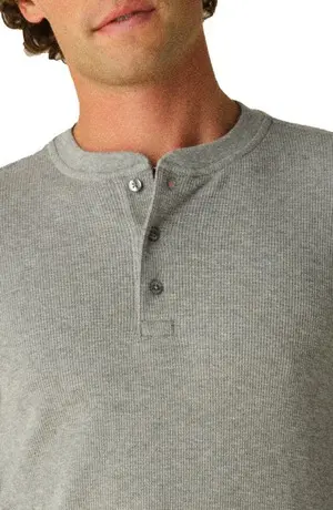 FAIR HARBOR Hudson Organic Cotton Blend Henley - Heather Grey