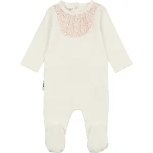 MANIÈRE Pleated Bib Footie - White Pink