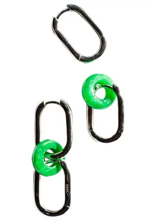 SEREE Della Convertible Link Gold Jade Earrings - Bright Green
