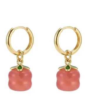 SEREE Harvest Persimmon Jade Stone Charm Earrings - Pink