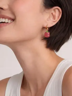 SEREE Harvest Agate Charm Earrings - Pink