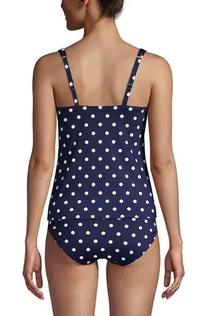 LANDS' END D-cup Square Neck Underwire Tankini Swimsuit Top