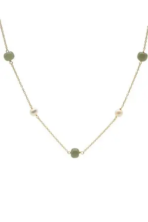 SEREE Olivia Jade Pearl Necklace - Light Green