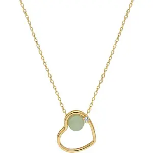 SEREE Maison Heart Jade And Zircon Pendant Necklace - Light Green