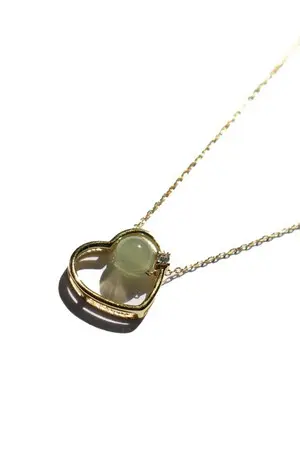 SEREE Maison Heart Jade And Zircon Pendant Necklace - Light Green