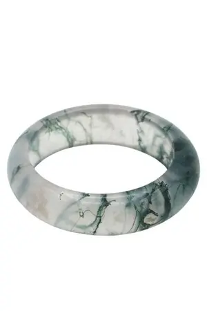 SEREE Seaweed Jade Stone Ring - Green