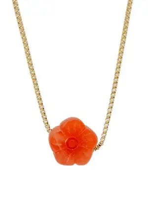 SEREE Kyoto Flower Agate Pendant Necklace - Red