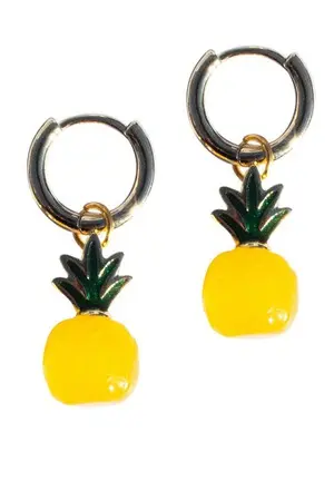 SEREE Seree Harvest Pineapple Jade Stone Charm Earrings Yellow