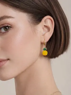 SEREE Harvest Agate Charm Earrings - Yellow