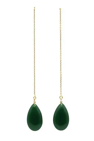 SEREE Waterdrop Lab Nephrite Drop Earrings