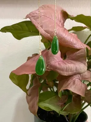 SEREE Waterdrop Lab Nephrite Drop Earrings