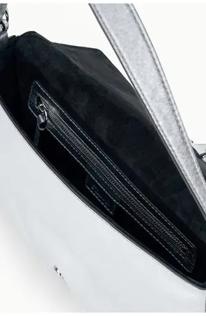 Staud Harlow Leather Shoulder Bag - Silver