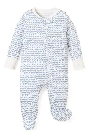 PETITE PLUME Wave Stripe Pima Cotton Footie - Blue