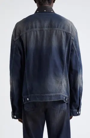 Acne Studios Leather Collar Oversized Denim Jacket