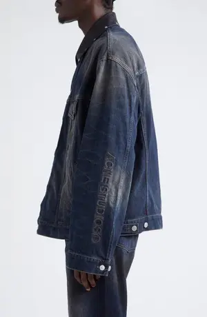 Acne Studios Leather Collar Oversized Denim Jacket