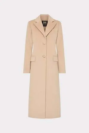 MILLY Single Breasted Wool Coat - Camel