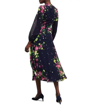 HOBBS LONDON Eva Floral Print Silk Midi Dress