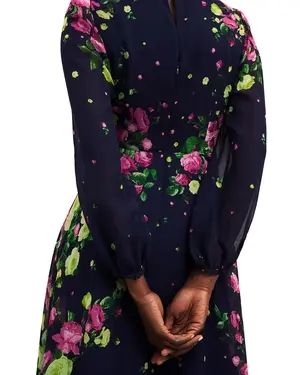 HOBBS LONDON Eva Floral Print Silk Midi Dress