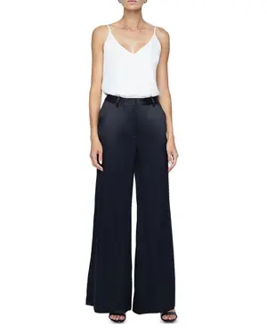 L'Agence Pilar Wide Leg Silk Trousers - Black