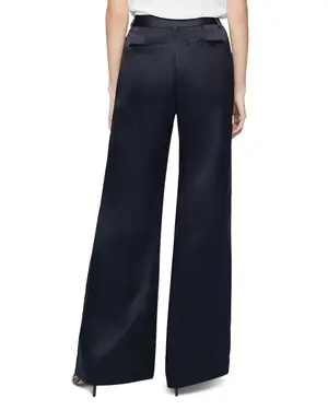 L'Agence Pilar Wide Leg Silk Trousers - Black