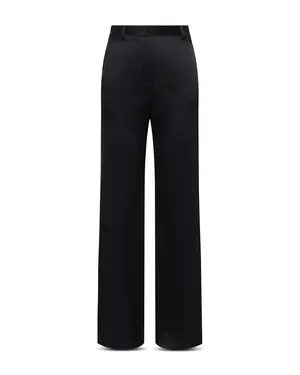 L'Agence Pilar Wide Leg Silk Trousers - Black