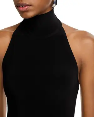 Norma Kamali Side Slit Halter Gown - Black