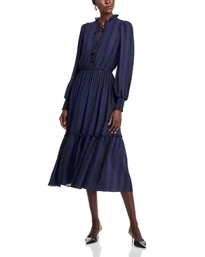 T Tahari Ruffled Midi Dress - Black/sapp