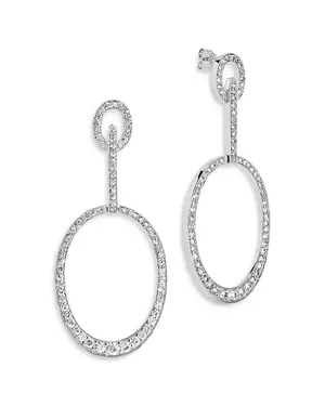 Sterling Forever Tory Oval Drop Earrings - Silver