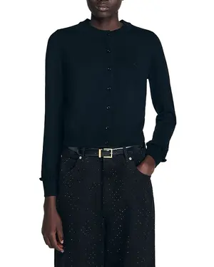 Sandro Emile Ruffled Cardigan - Black