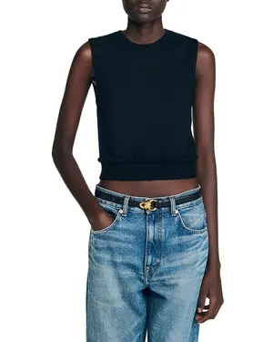 Sandro Emie Sleeveless Sweater - Black