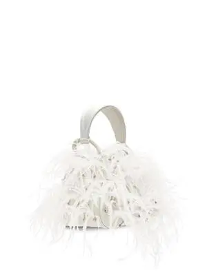 Oscar De La Renta Nano Ostrich Feather O Handle Bag