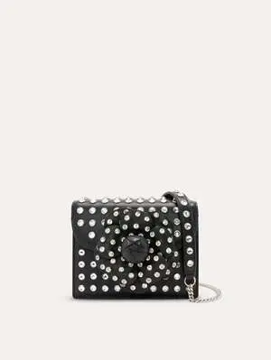 Oscar De La Renta Crystal Stud Mini Tro Bag - Black