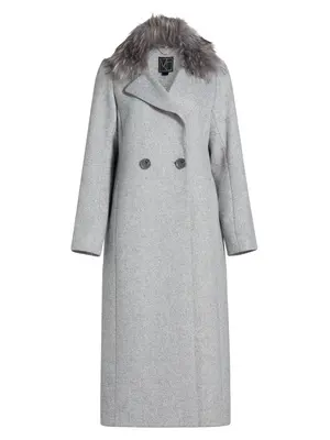 MERCER COLLECTIVE Madison Faux Fur-collar Maxi Wool Coat
