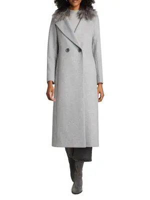 MERCER COLLECTIVE Madison Faux Fur-collar Maxi Wool Coat