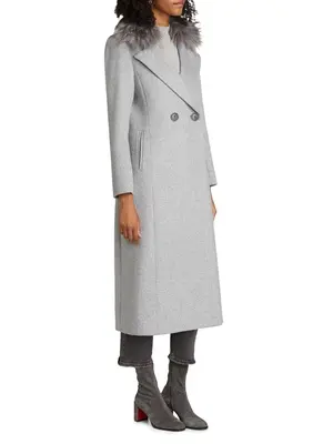 MERCER COLLECTIVE Madison Faux Fur-collar Maxi Wool Coat