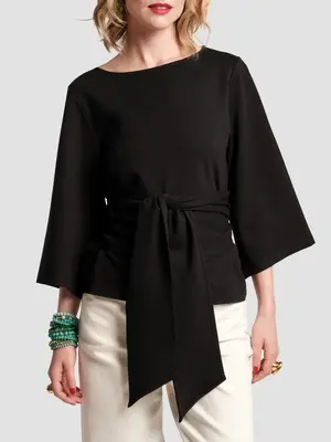 FRANCES VALENTINE Whitney Wrap Tie-waist Top