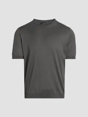 Giorgio Armani Cotton-silk Short-sleeve Sweater - Grey