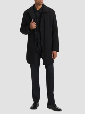 Giorgio Armani Long Wool Zip-up Jacket