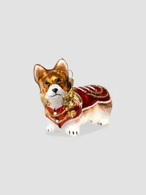 JOY TO THE WORLD COLLECTIBLES Diva Corgi In Vintage Military Coat Ornat