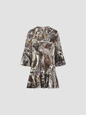 Robert Graham Margot Paisley Bell-sleeve Minidress