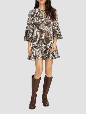 Robert Graham Margot Paisley Bell-sleeve Minidress