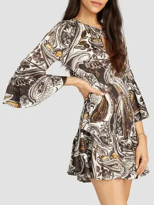 Robert Graham Margot Paisley Bell-sleeve Minidress