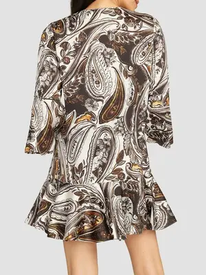 Robert Graham Margot Paisley Bell-sleeve Minidress