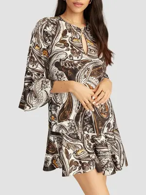 Robert Graham Margot Paisley Bell-sleeve Minidress