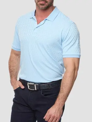 Robert Graham Elias Knit Polo Shirt - Light Blue