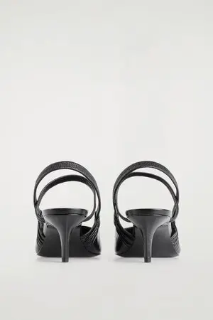Cos Pointed Leather Slingback Kitten Heels